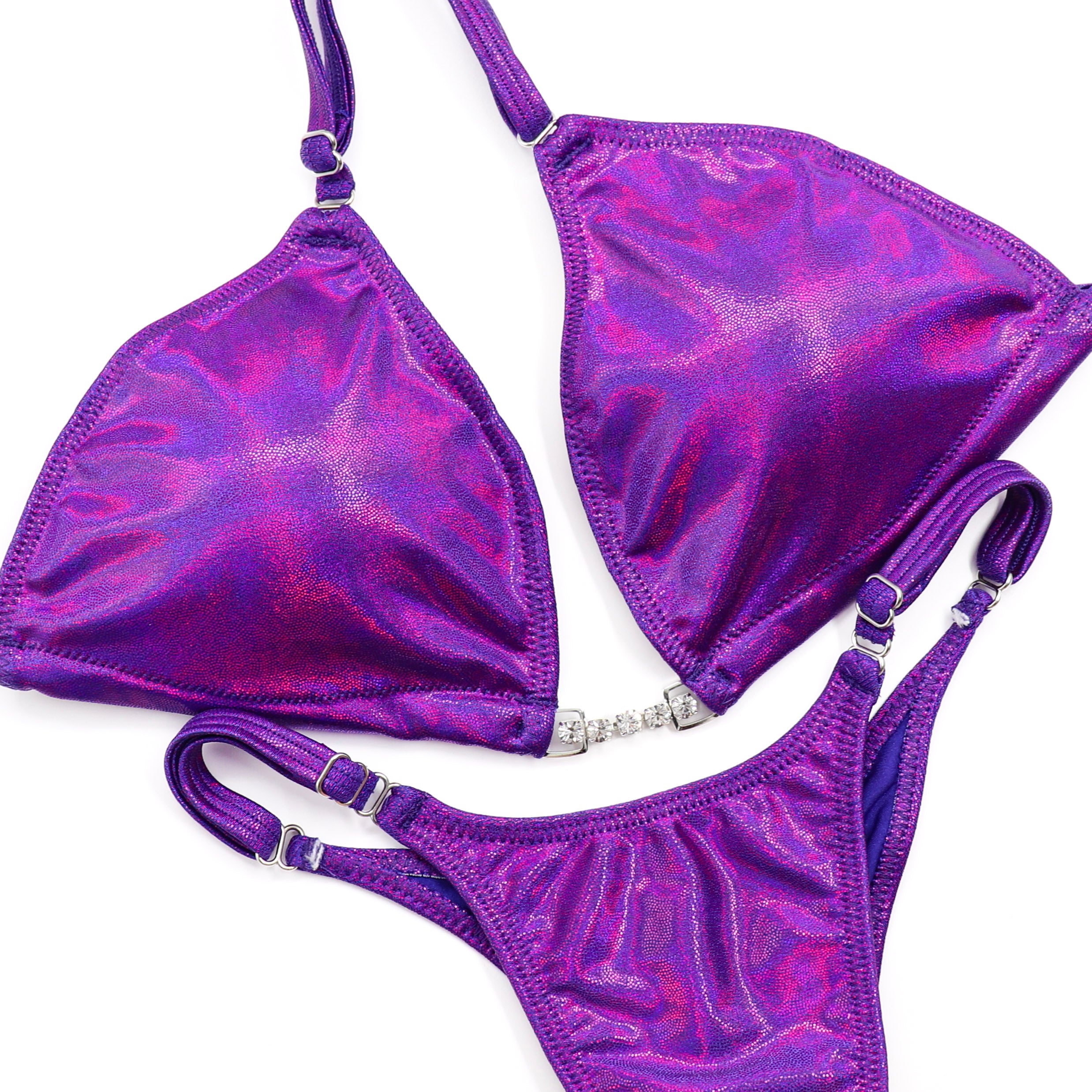 QS ST: Hologram Purple Posing Practice Suit. Medium Molded/Pro. - – Angel Competition Bikinis