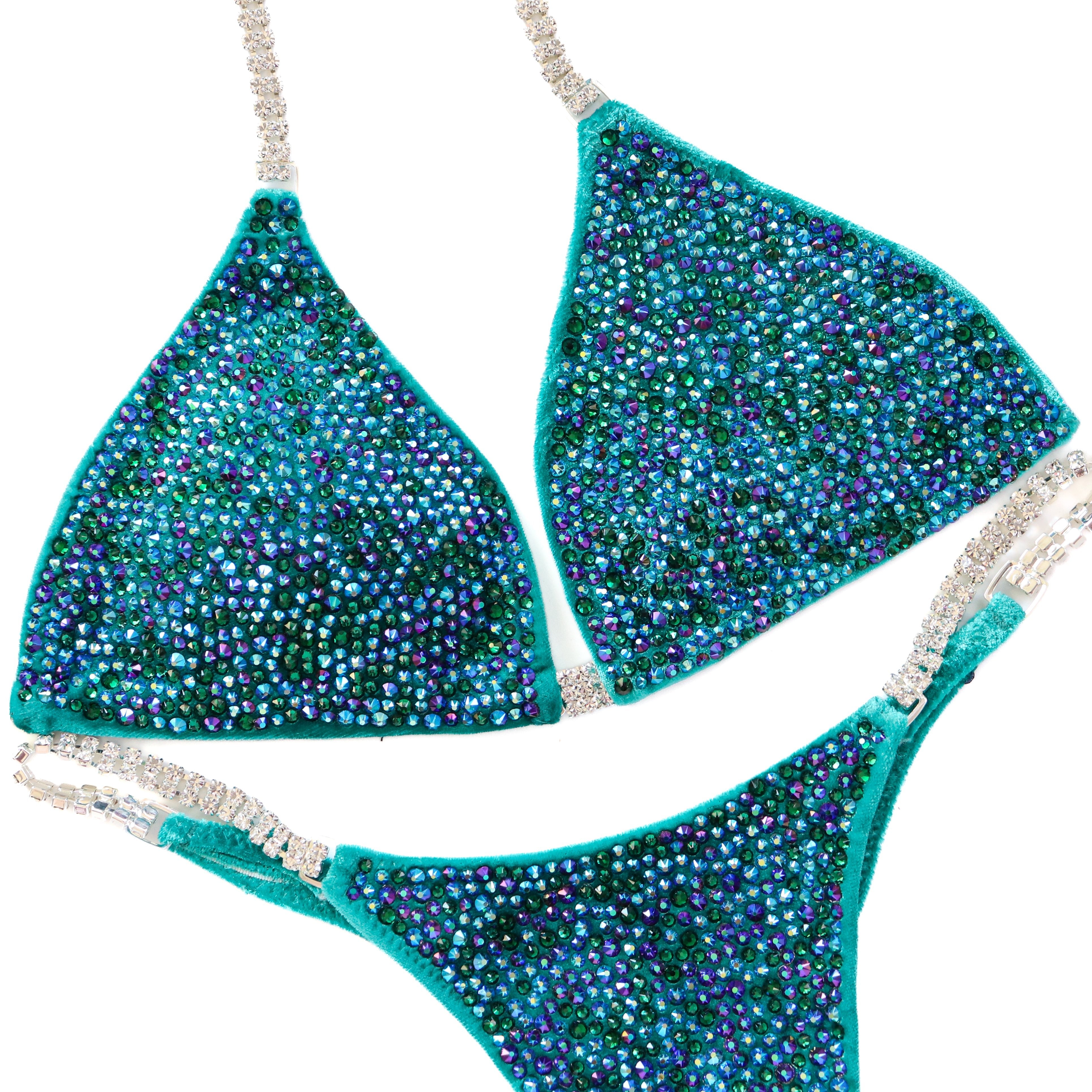Velvet Teal Competition Suits for NPC IFBB OCB Bikini Wellness Figure ...