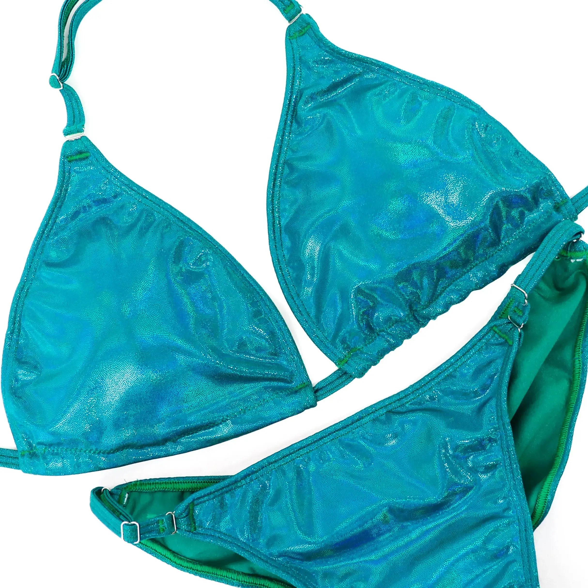 Hologram Electric Green Fit Model Suit - Angel Competition Bikinis The