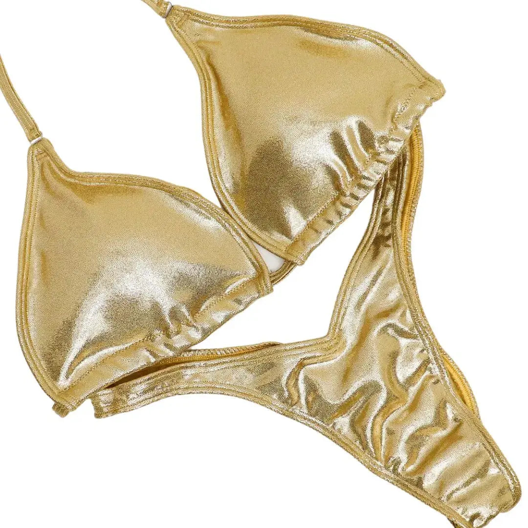 Gold Posing Practice Suit for NPC IFBB OCB Bikini Wellness Figure and ...