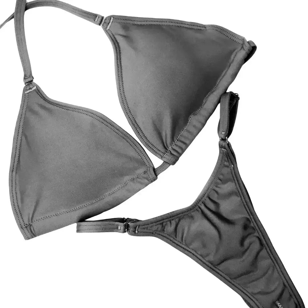 Matte Grey Posing Practice Suit - Angel Competition Bikinis The best