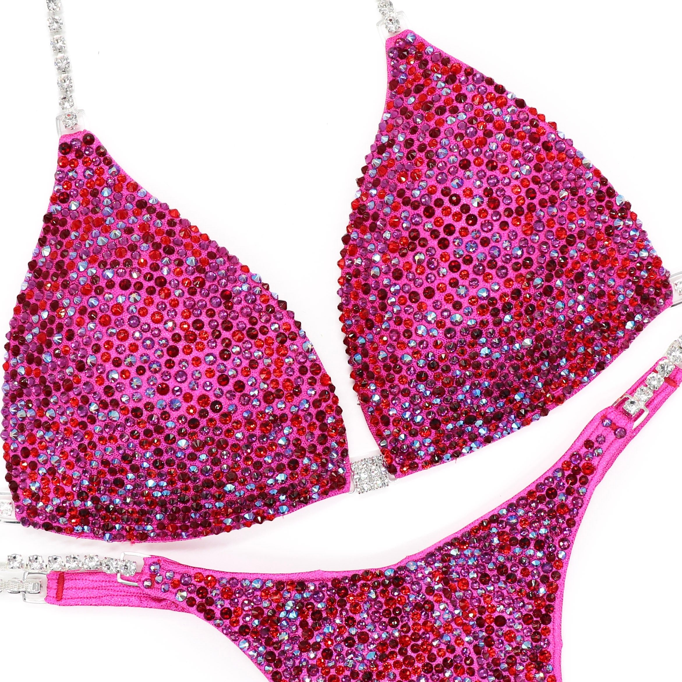 Red Pink Competition Suit for NPC IFBB OCB Bikini Wellness Competitors ...