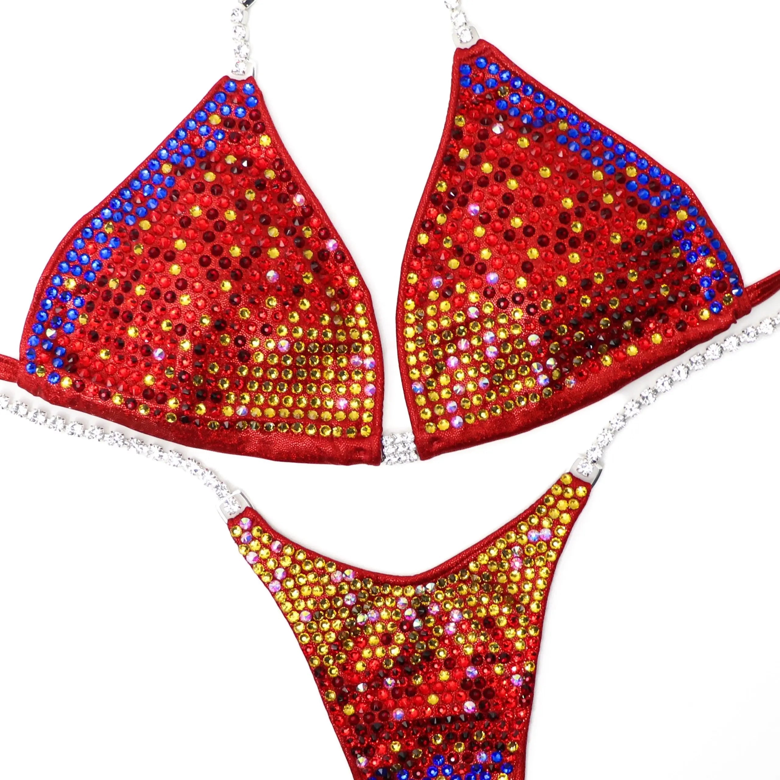 Red Crystal Competition Suits for NPC IFBB OCB Bikini Wellness Figure ...